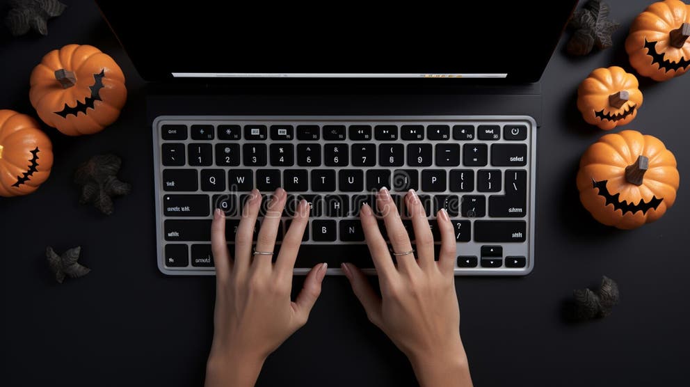 Laptop Computer Hands Typing Computer Keyboard, on Color Background ...