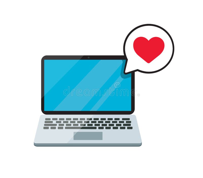 Laptop Computer with Heart Bubble Chat Stock Illustration ...