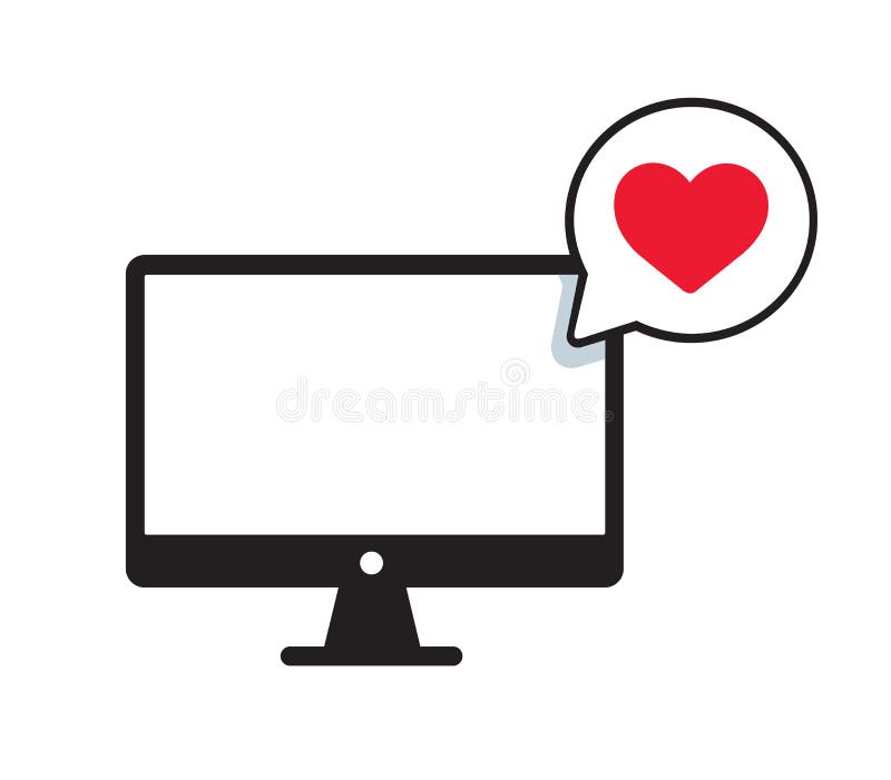 Laptop Computer with Heart Bubble Chat Stock Vector - Illustration of ...
