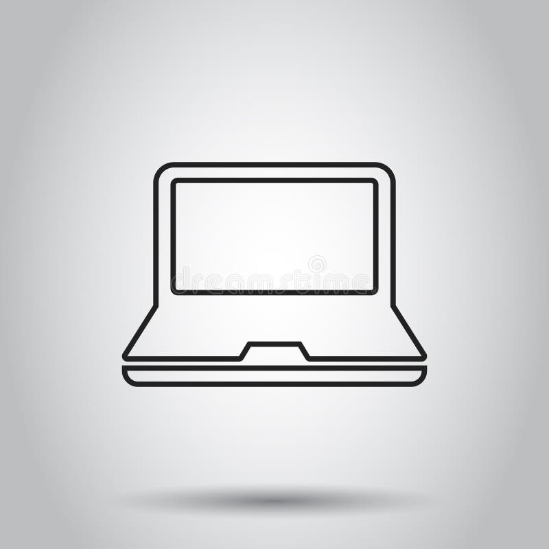 Laptop Computer Icon in Line Style. Vector Illustration on Isola Stock ...