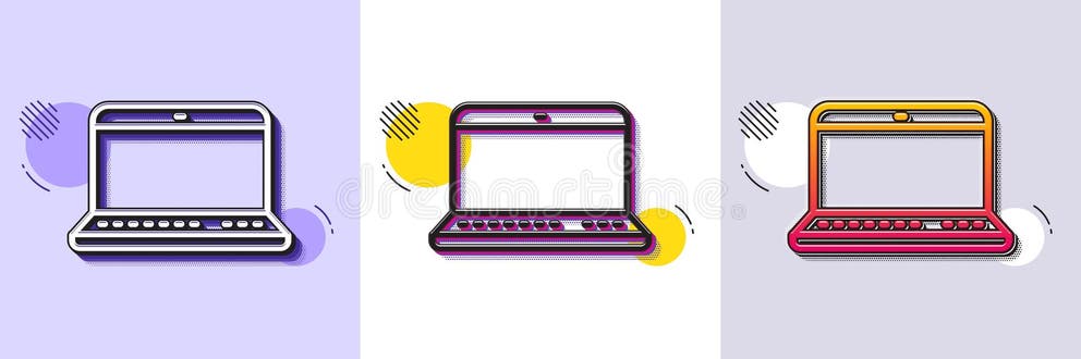 Laptop Computer Icon. Notebook Sign. Halftone Dotted Pattern. Vector ...