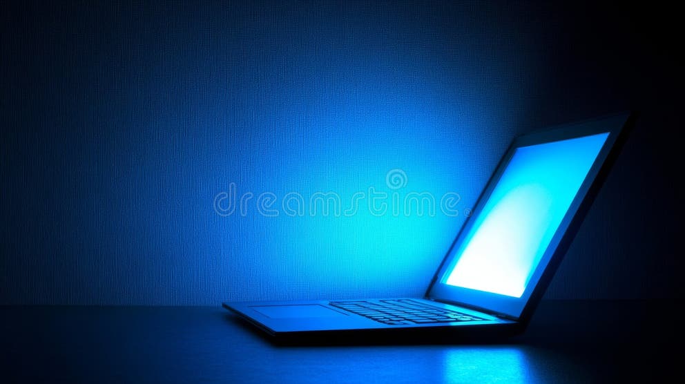 A Laptop Computer with an Illuminated Display (three-dimensional ...