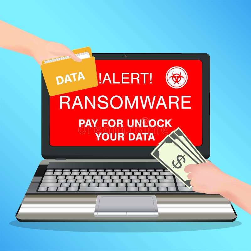 Laptop Computer Infected Ransomware Virus Pay For Unlock Data Stock ...