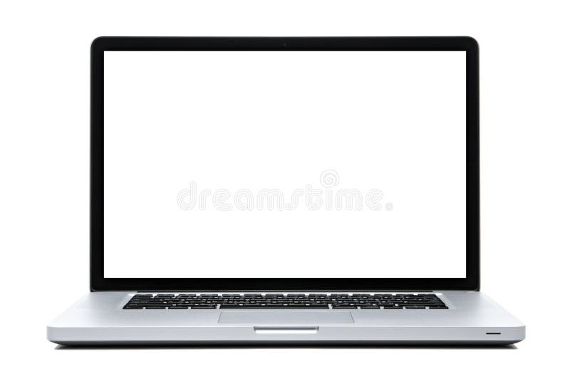 Laptop Computer White Screen on Isolated White. Stock Image - Image of ...