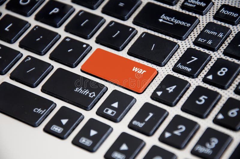 Laptop Computer Keyboard with War Botton Stock Image - Image of ...