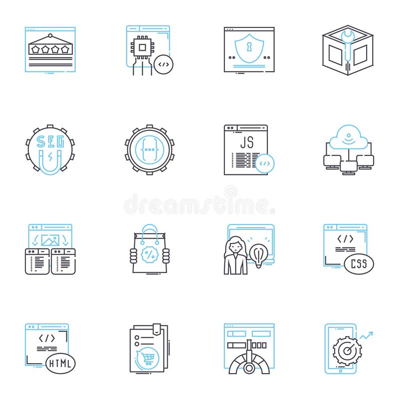 Laptop Computer Linear Icons Set. Portable, Compact, Lightweight ...