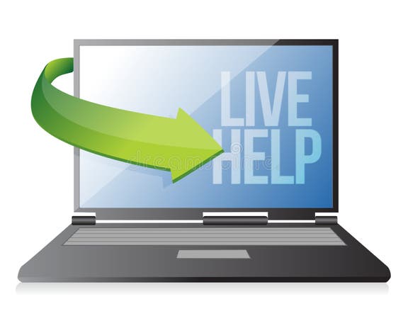 Laptop computer live help stock illustration. Illustration of support ...