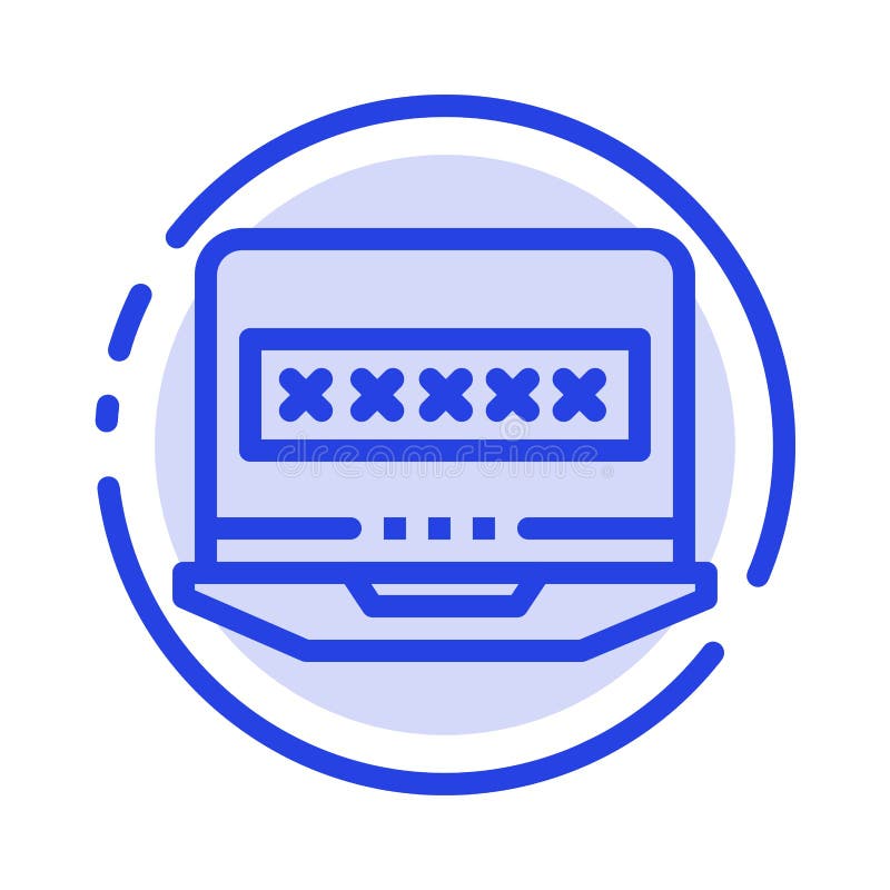 Laptop, Computer, Lock, Security Blue Dotted Line Line Icon Stock ...