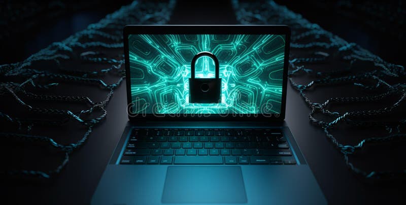 Laptop Computer Locked Securely with a Padlock, Ai-generated. Stock ...