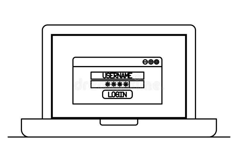 Computer with login icon stock illustration. Illustration of connection ...