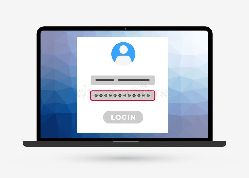 Computer with login icon stock illustration. Illustration of connection ...