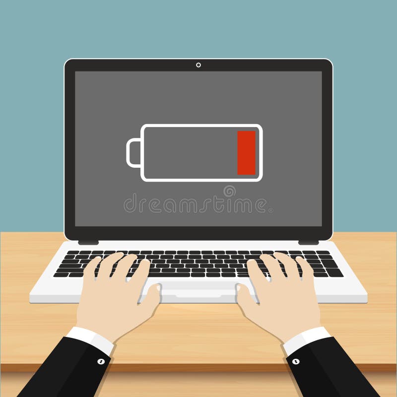 Laptop Low Battery Flat Stock Illustrations – 605 Laptop Low Battery ...