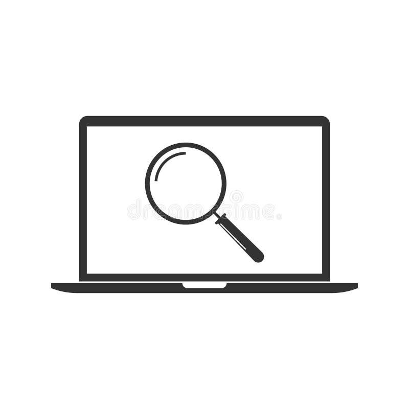 Laptop Computer, Magnifier Icon. Vector Illustration, Flat Design Stock ...