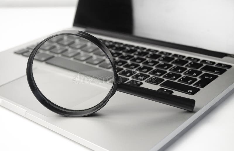 Laptop Computer with Magnifying Glass, Concept of Search Stock Image ...