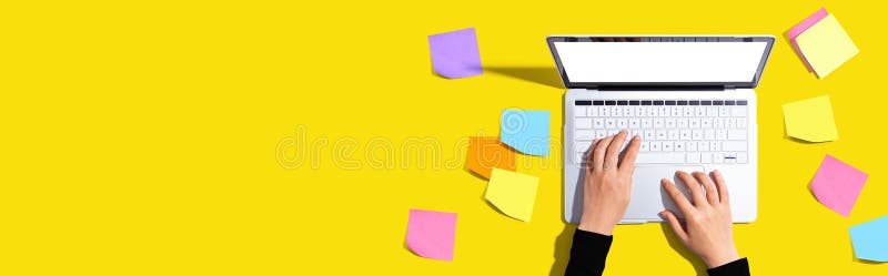 Laptop Computer with Many Sticky Notes Stock Image - Image of paper ...
