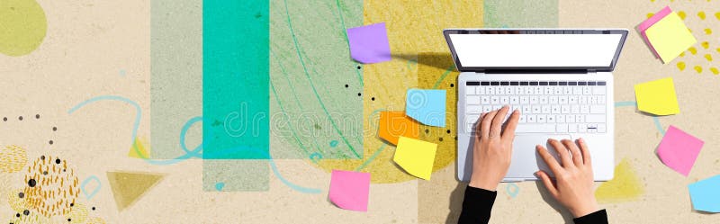 Laptop Computer with Many Sticky Notes Stock Photo - Image of note ...