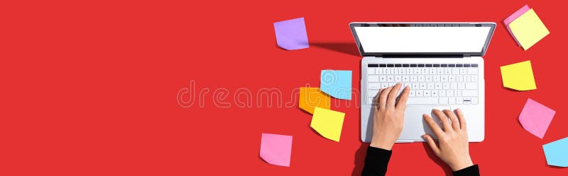 Laptop Computer with Many Sticky Notes Stock Image - Image of sticky ...