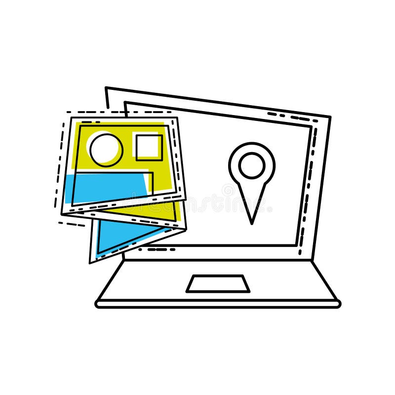 Laptop Computer with Map Guide Stock Vector - Illustration of guide ...