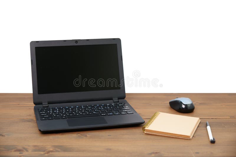 Laptop Computer and Memo Note with Ballpoint Pen Stock Photo - Image of ...