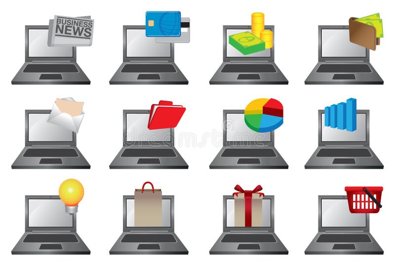 Laptop Computer Met Pictogrammen Vectorillustratie Vector Illustratie ...
