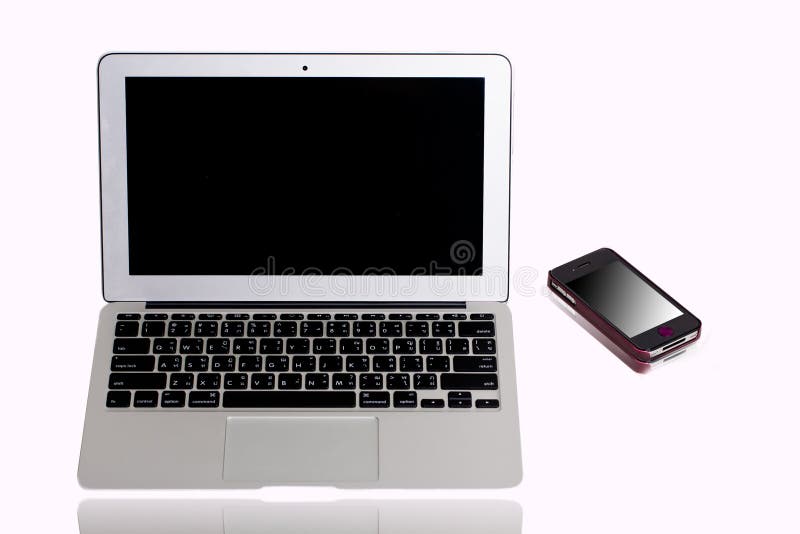 Laptop Computer and Mobile Phone Editorial Photography - Image of metal ...