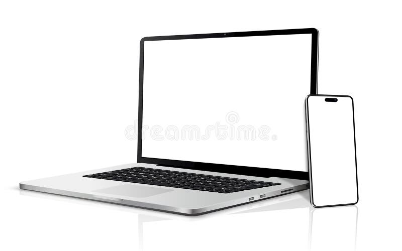 Laptop Computer and Mobile Phone Mockup. Digital Devices Screen ...