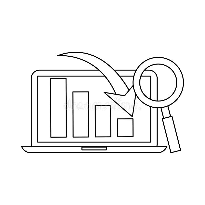 Laptop Computer Mobile Technology Cartoon in Black and White Stock ...