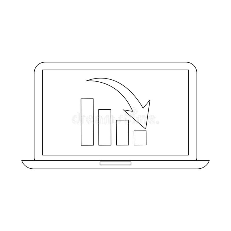 Laptop Computer Mobile Technology Cartoon in Black and White Stock ...