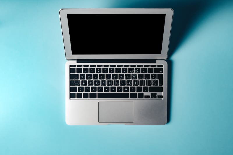 Top View of Laptop Computer on Modern Office Desk Stock Image - Image ...