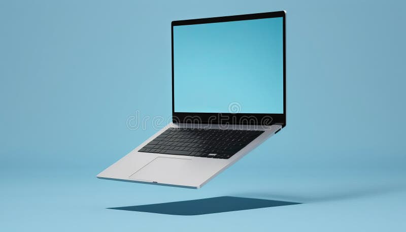 Laptop Computer Mockup with Black Empty Screen, Aluminum Body. 3D ...