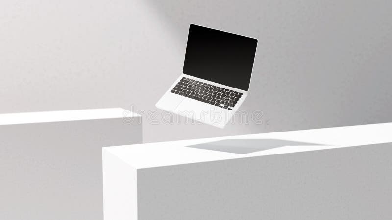 Laptop Computer Mockup with Black Empty Screen, Aluminum Body ...