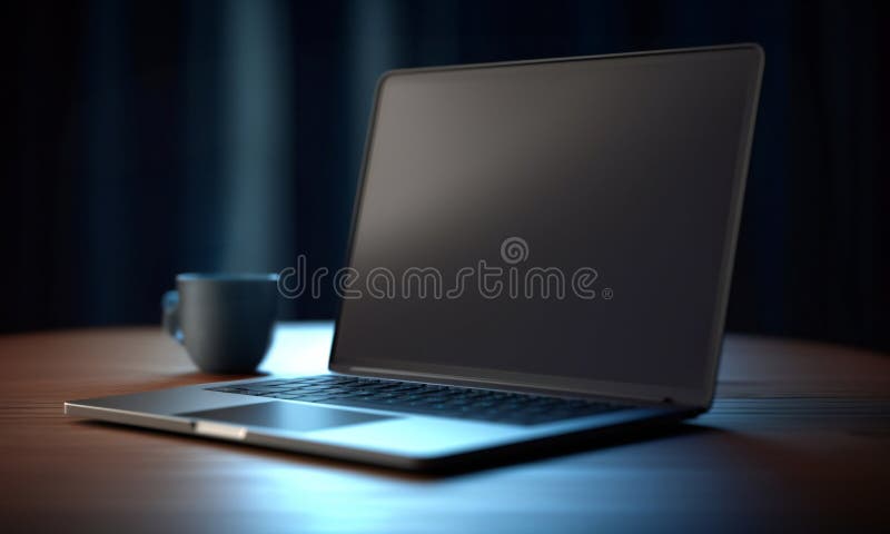 Laptop Computer Mockup with Empty Screen on Monitor. Notebook in Work ...