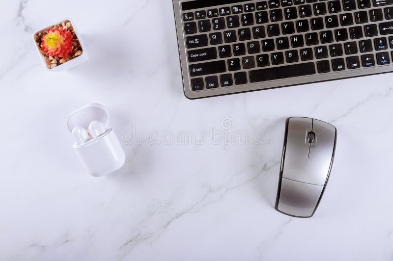 Laptop on Computer Mouse with Business Desk for Office Desk Stock Image ...