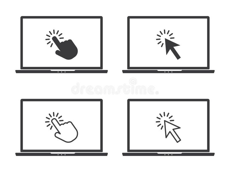 Laptop computer with mouse stock vector. Illustration of hand - 330522191