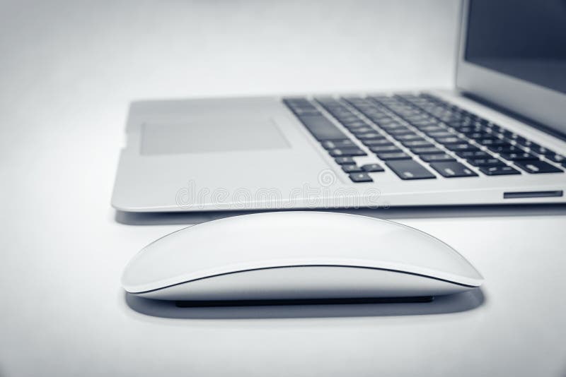 Laptop Computer with Mouse. Stock Photo - Image of metal, business ...