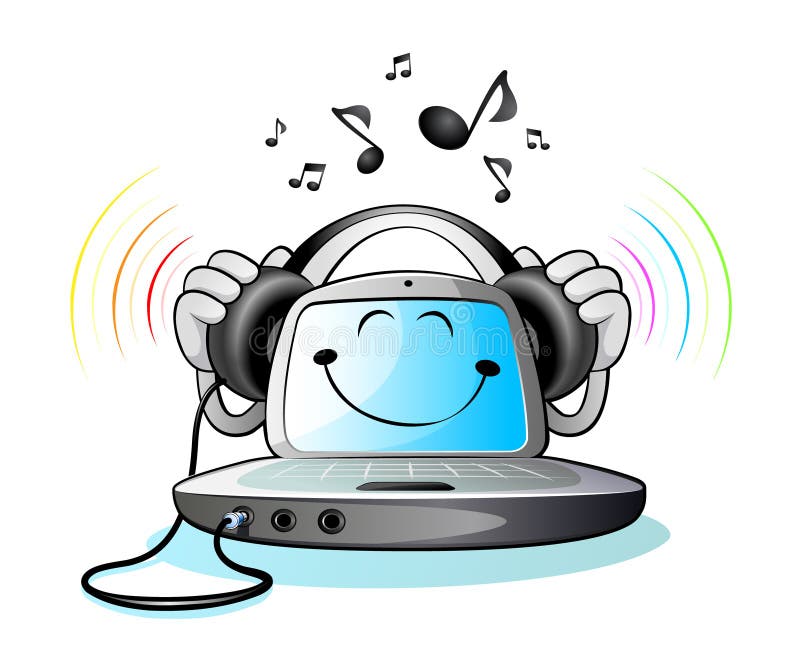 Laptop computer and Music stock vector. Illustration of desktop - 17492857