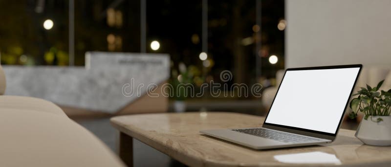 Modern Lobby Interior with Reception Desk, Marble Floor, and Large ...