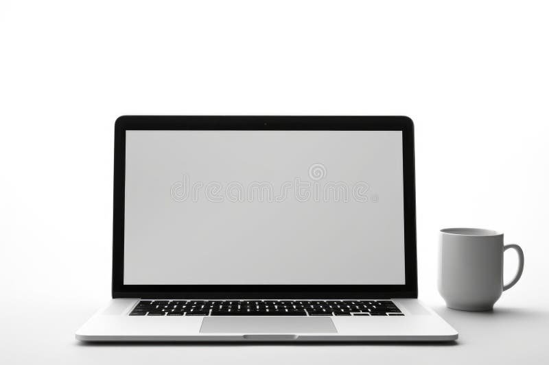 Cup Coffee Next Laptop Suitable Business Technology Concepts Stock ...