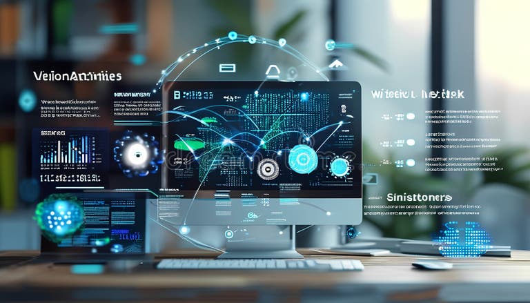 A Laptop Computer is Open on a Desk, Displaying a Screen Generative AI ...