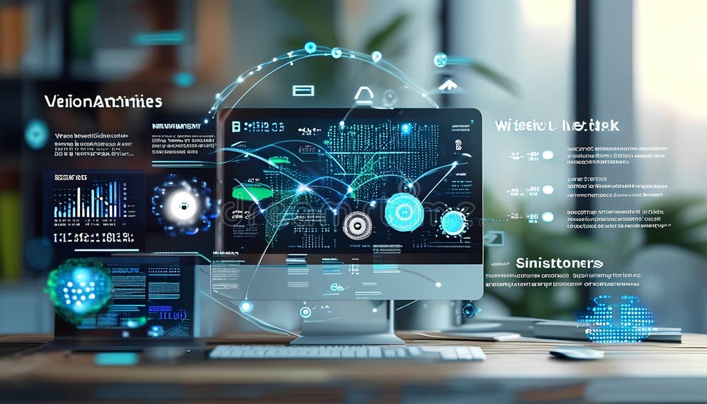 A Laptop Computer is Open on a Desk, Displaying a Screen Generative AI ...