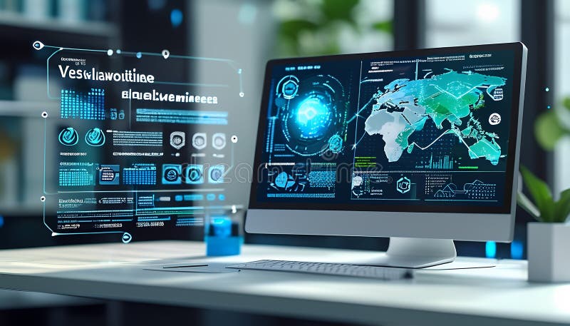 A Laptop Computer is Open on a Desk, Displaying a Screen Generative AI Stock Photo - Image of ...