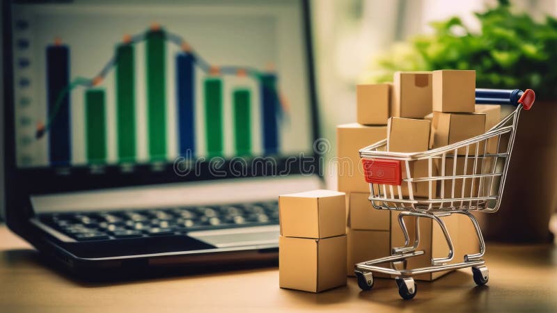 A Laptop Computer is Open To a Graph Showing a Trend in the Stock ...