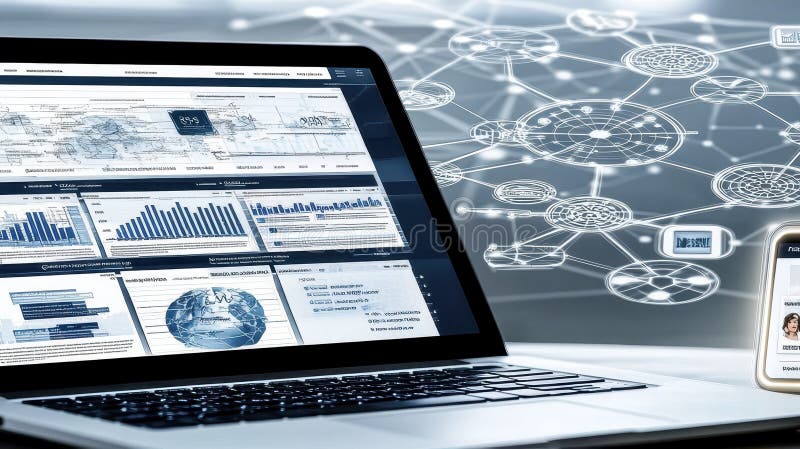 Laptop Computer Open Screen Displaying Complex Network Data Stock Photos - Free & Royalty-Free ...