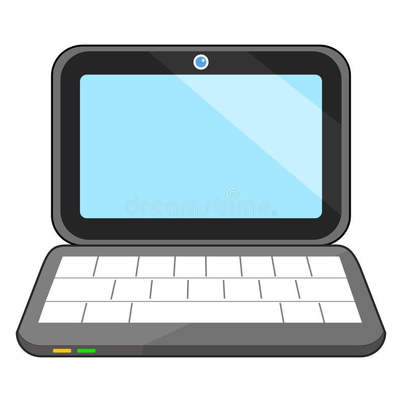 Laptop Computer Open Up Blank Screen with Keyboard Vector Illustration ...