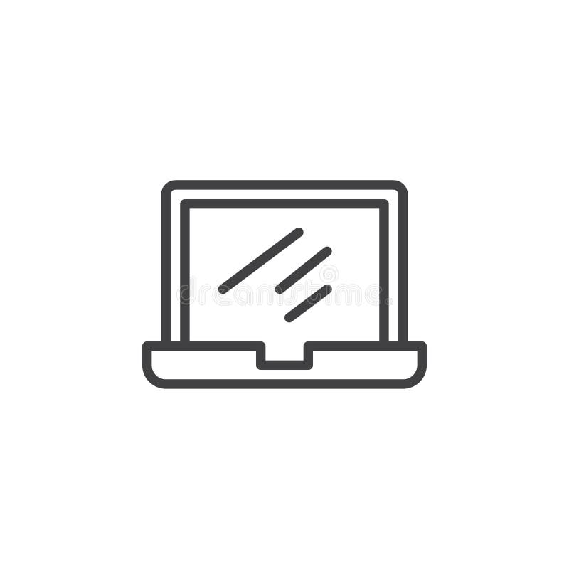 Laptop Computer Outline Icon Stock Vector - Illustration of computer ...