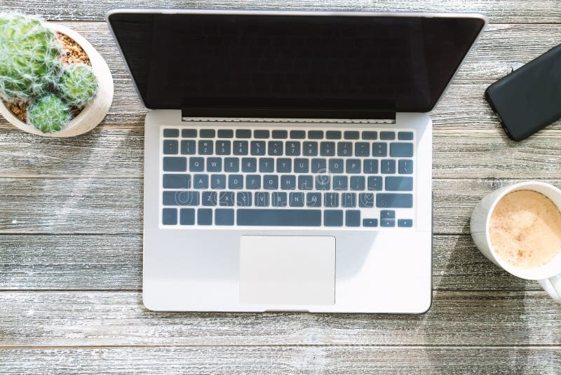 Laptop Computer Overhead View Stock Image - Image of table, computer ...