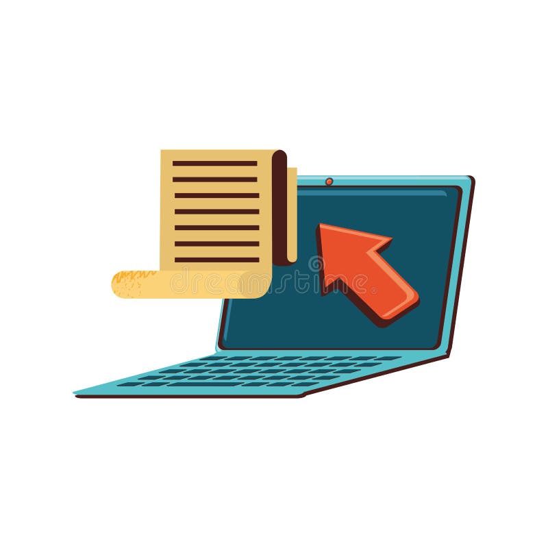 Laptop Computer with Paper Receipt and Arrow Stock Vector ...