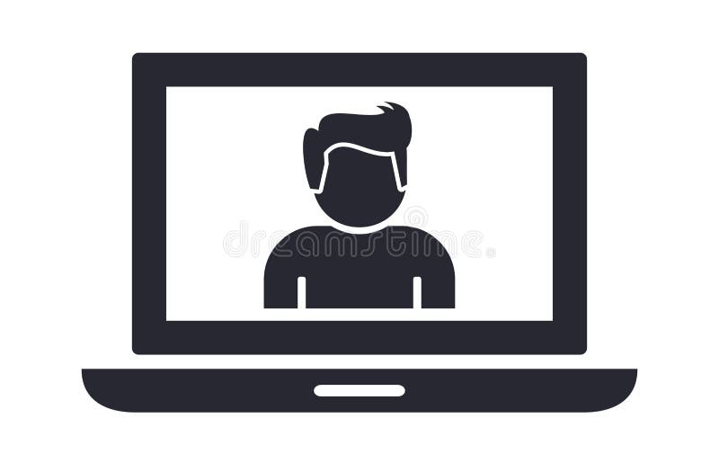 Laptop Computer with Person on Screen Icon Stock Vector - Illustration ...