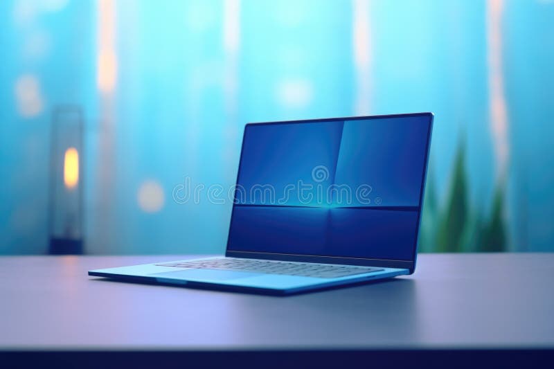 A Laptop Computer Placed on a Table Surface Stock Image - Image of ...
