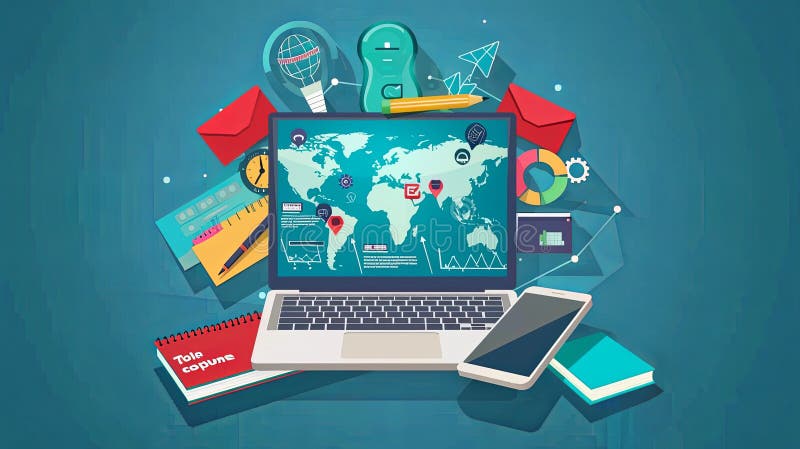 A Laptop Computer Placed on Top of a Desk, Symbolizing EdTech Education, Distance Learning ...